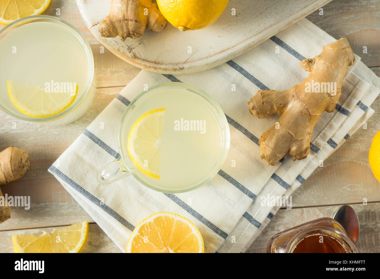 Healthy Homemade Lemon Ginger Tea with Organic Honey Stock Photo - Alamy