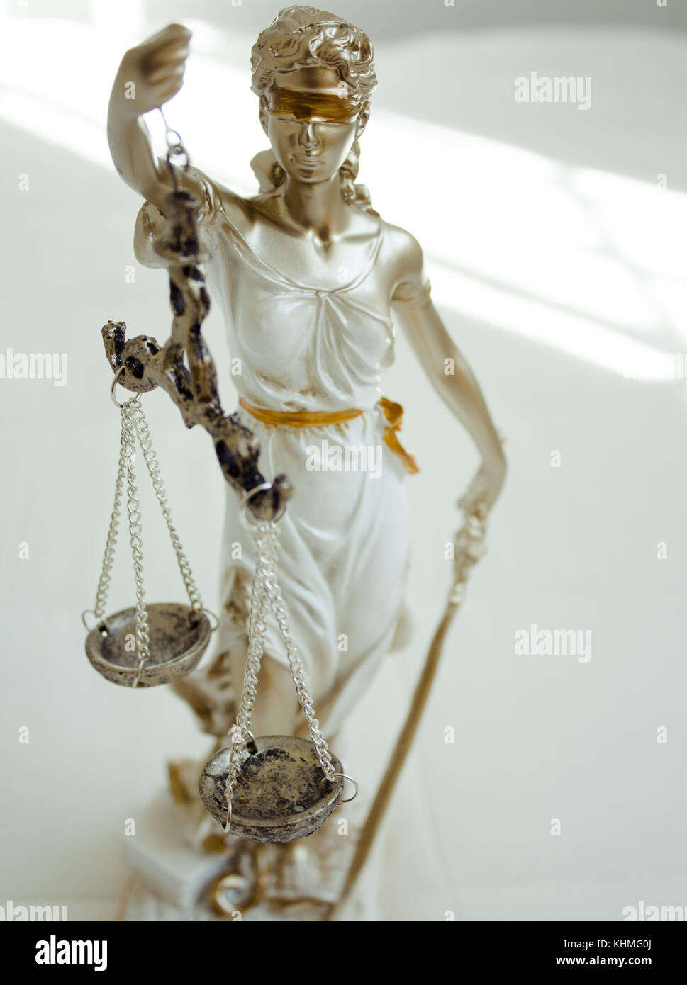 White female statue symbol of justice Themis. This figure has not ...