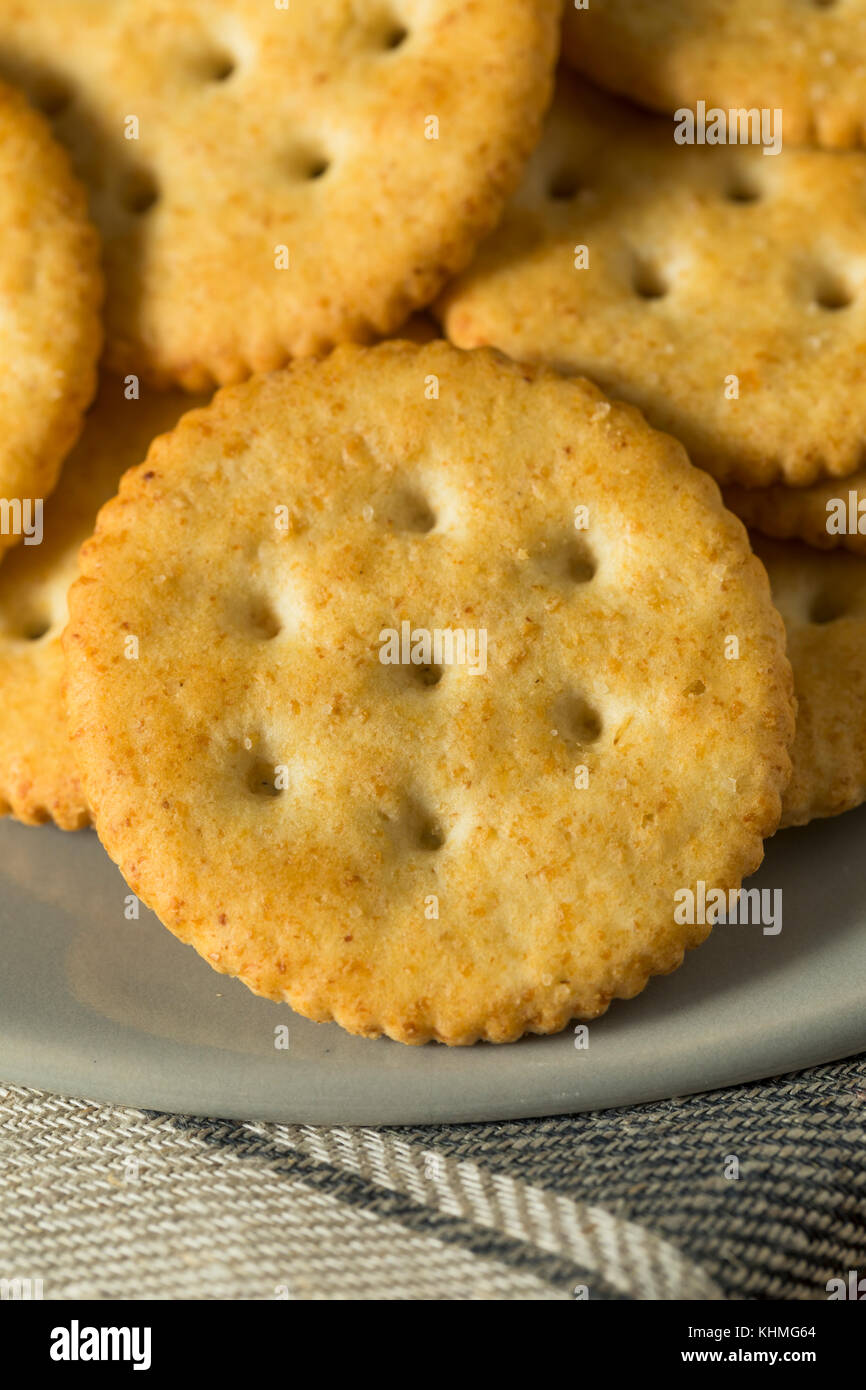 Round Salted Homemade Crackers with Whole Wheat Stock Photo - Alamy