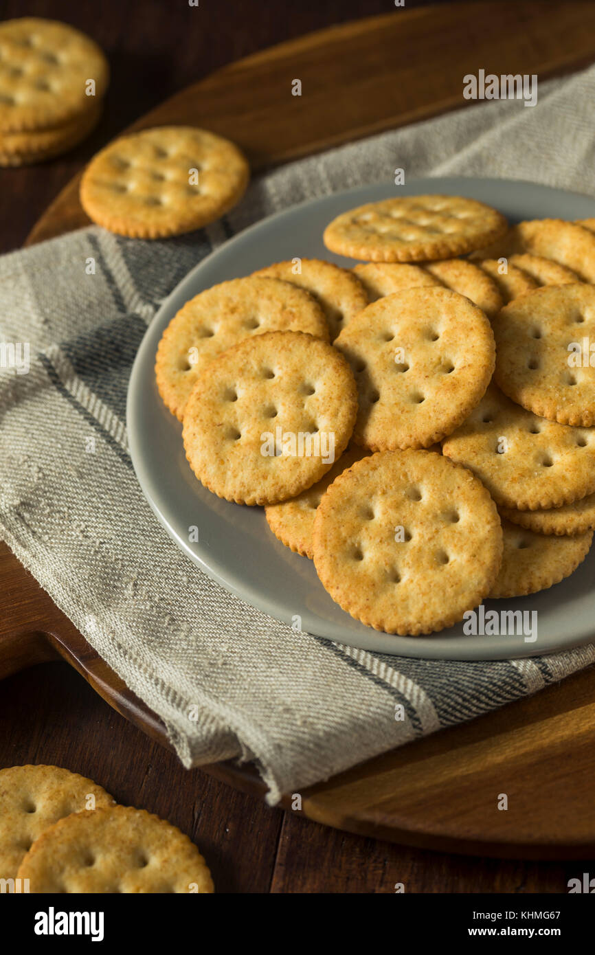 Round Salted Homemade Crackers with Whole Wheat Stock Photo - Alamy
