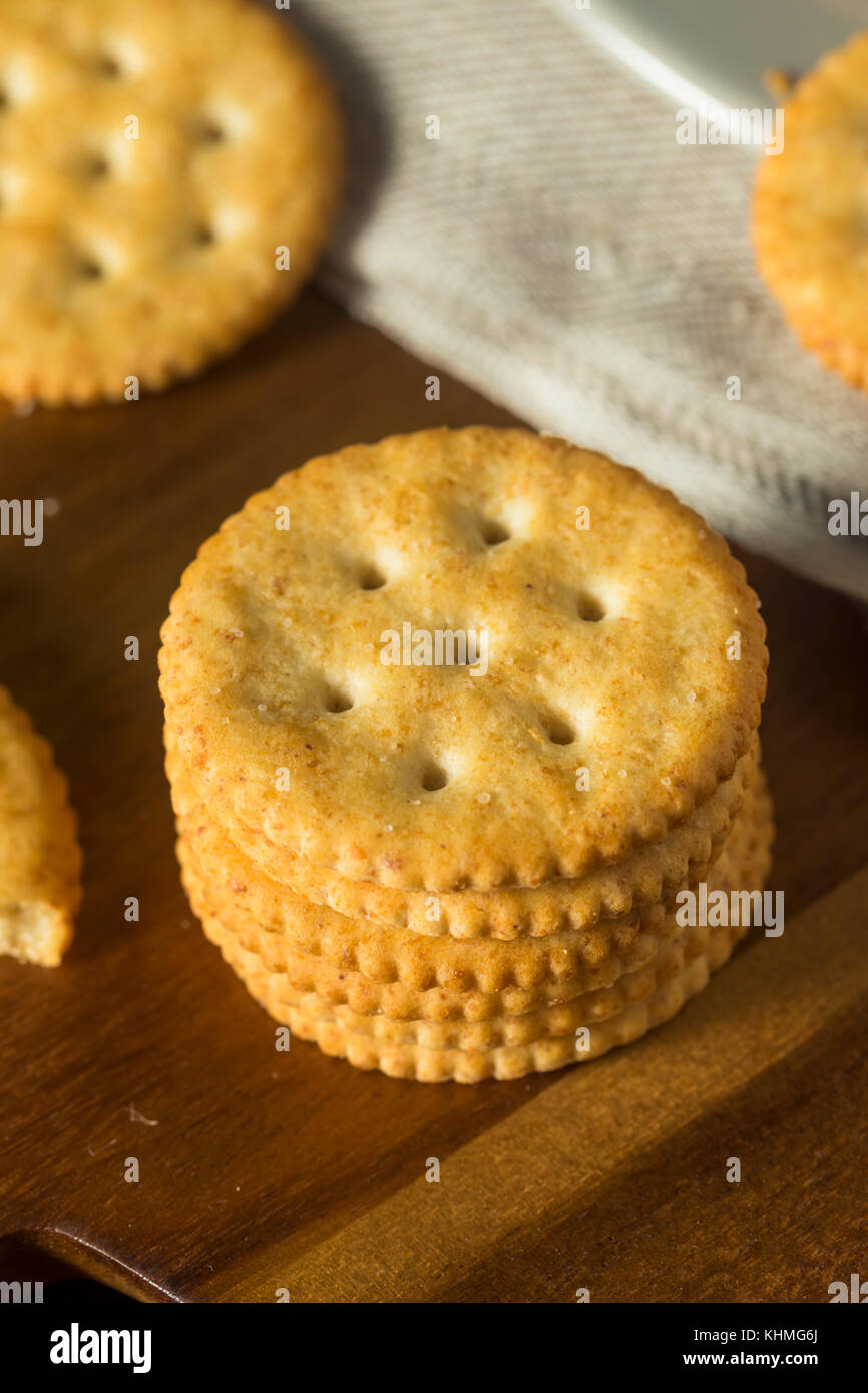 Round Salted Homemade Crackers with Whole Wheat Stock Photo - Alamy