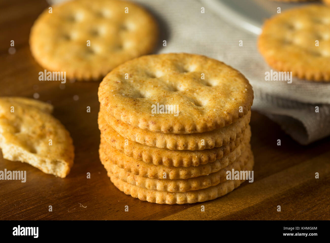 Round Salted Homemade Crackers with Whole Wheat Stock Photo - Alamy