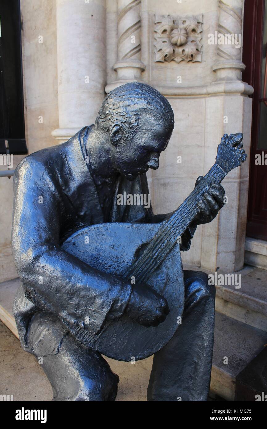 Lisbon, Portugal- November 5, 2017:Fado singer statue in the street ...