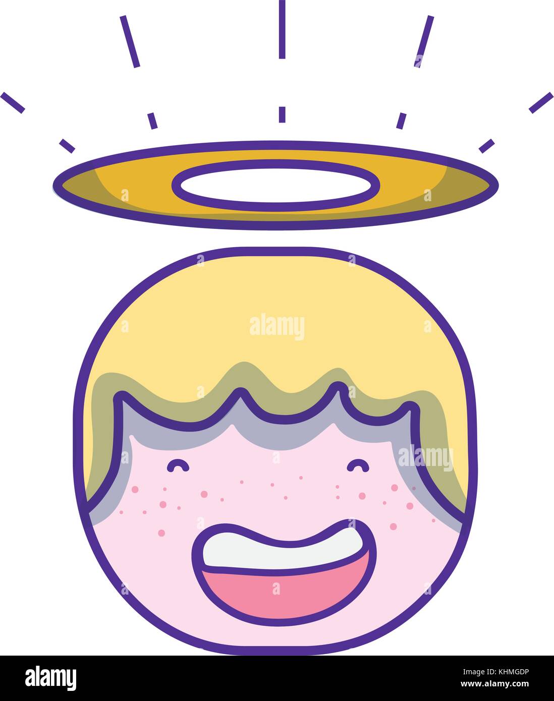 tender happy angel head with aureole design vector illustration Stock ...