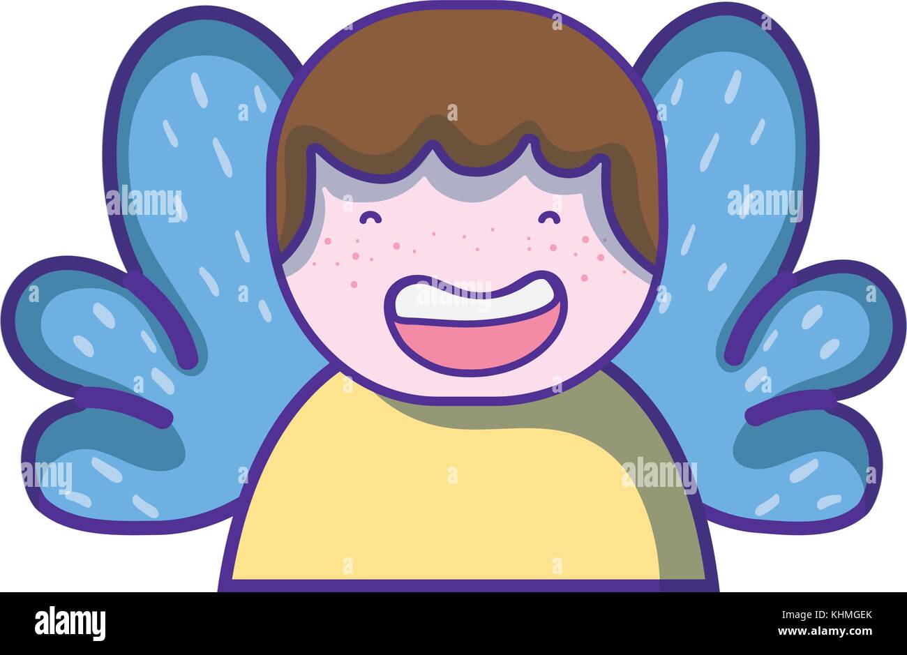 avatar boy with t-shirt and wings decoration vector illustration Stock ...