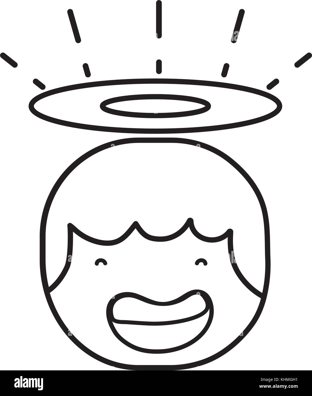 line tender happy angel head with aureole design vector illustration ...