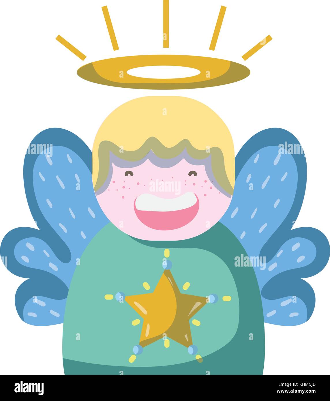 cute angel with wings and aureole design vector illustration Stock ...
