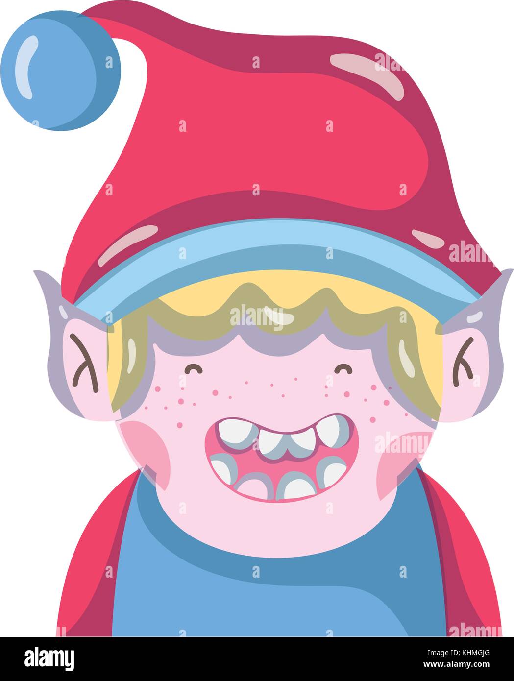 merry christmas elf with cute hat vector illustration Stock Vector ...