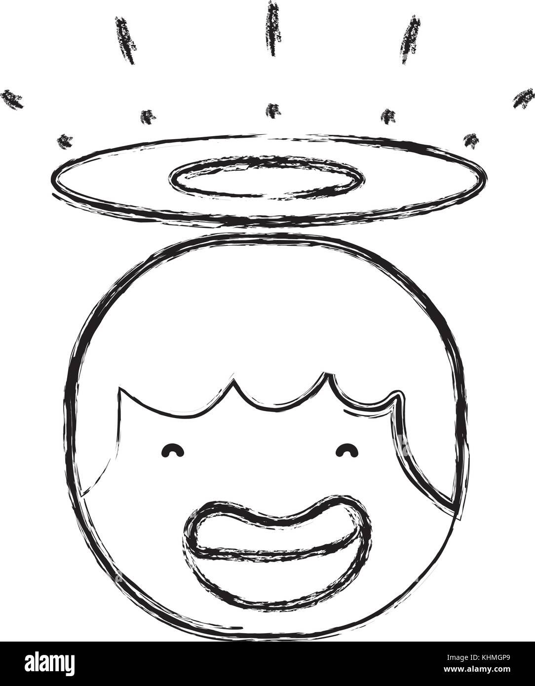 figure tender happy angel head with aureole design vector illustration ...