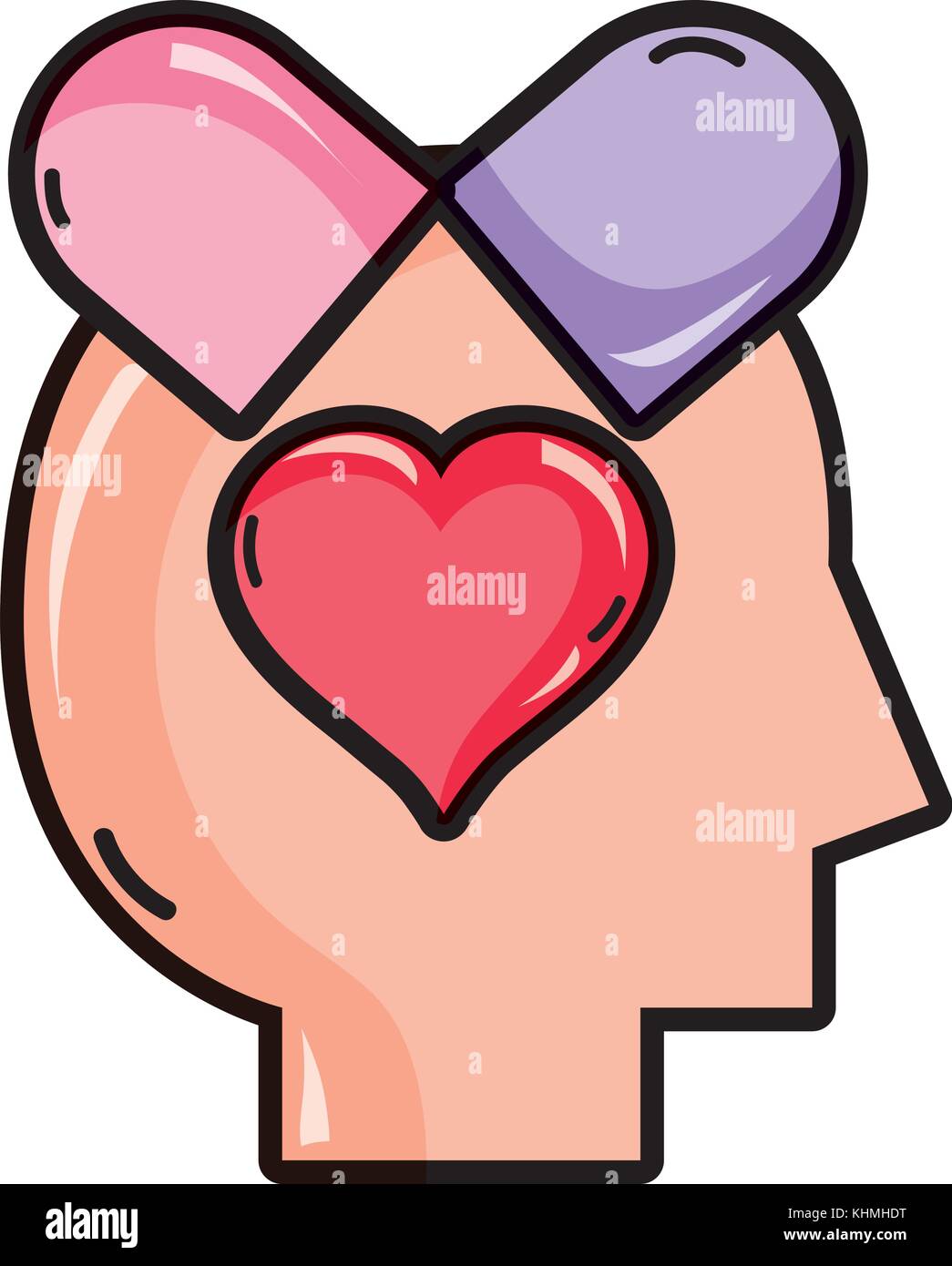 silhouette man inside pills love treatment vector illustration Stock ...