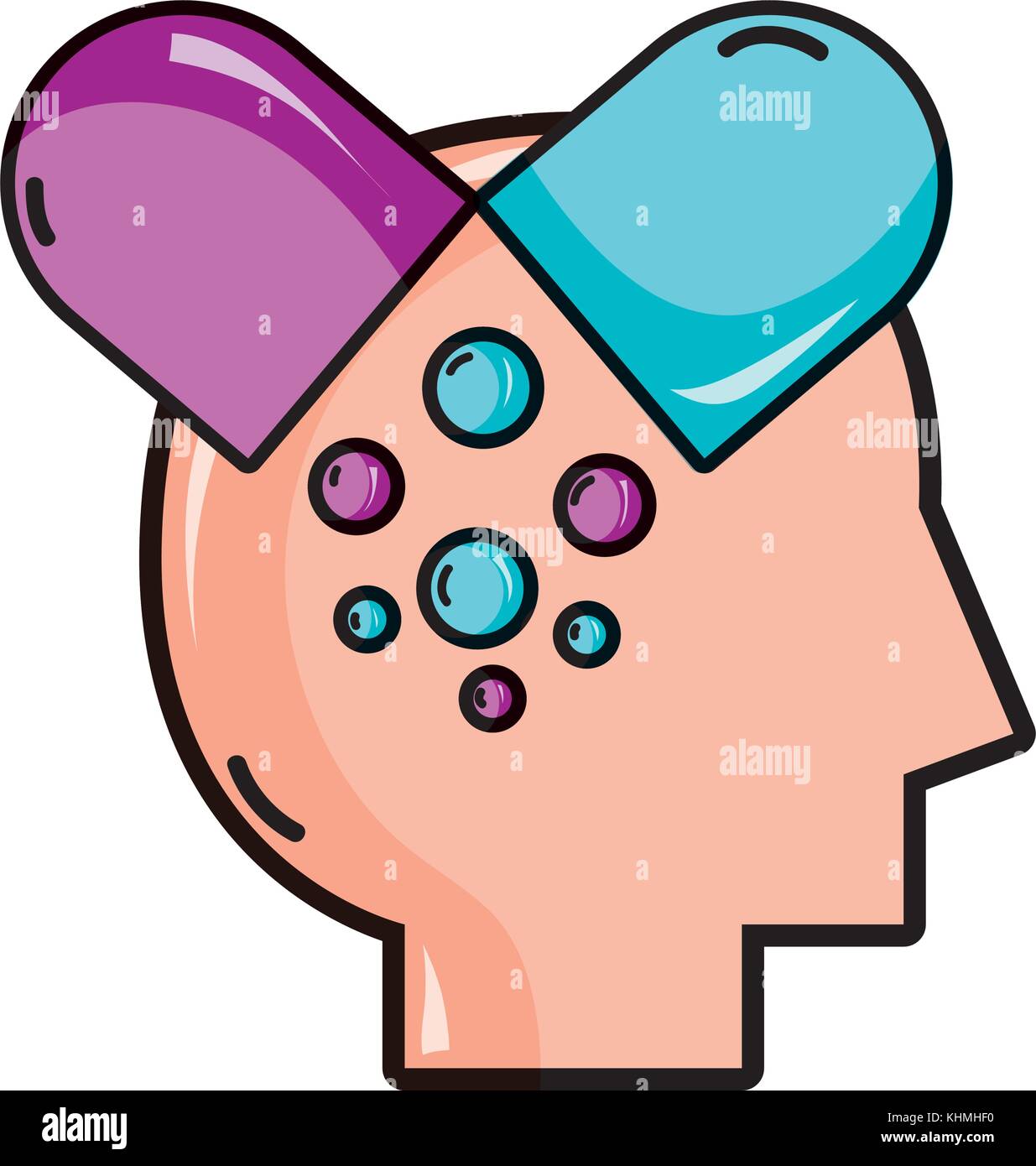 silhouette man with pill drug treatment insidevector illustration Stock ...