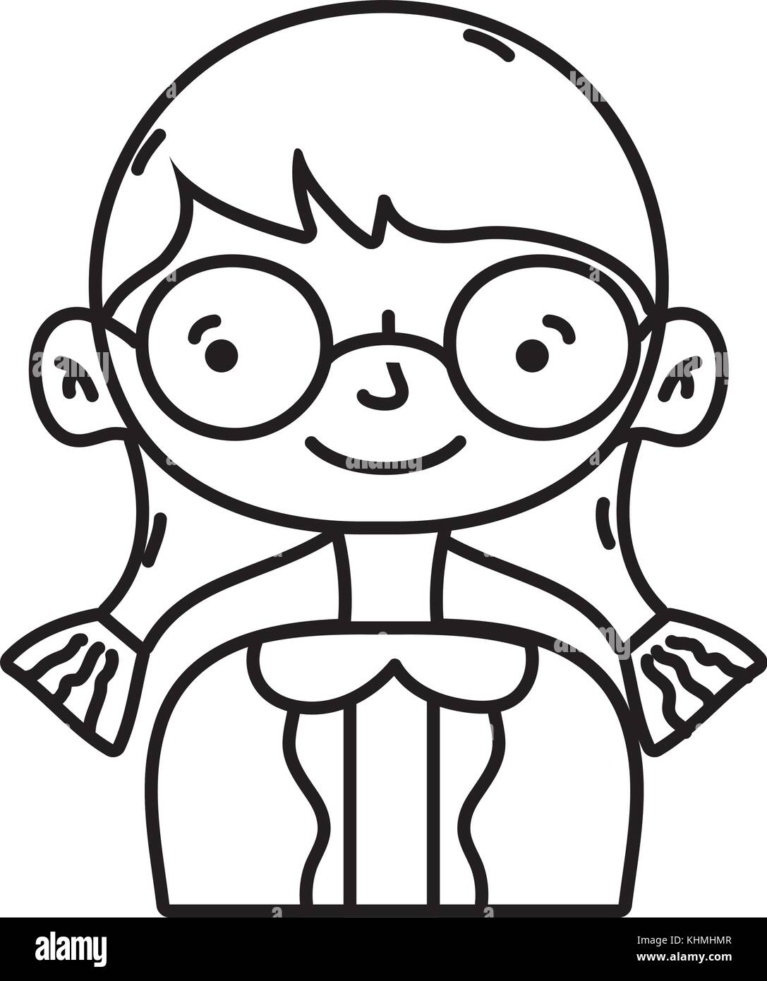 line avatar girl with blouse and hairstyle design vector illustration ...