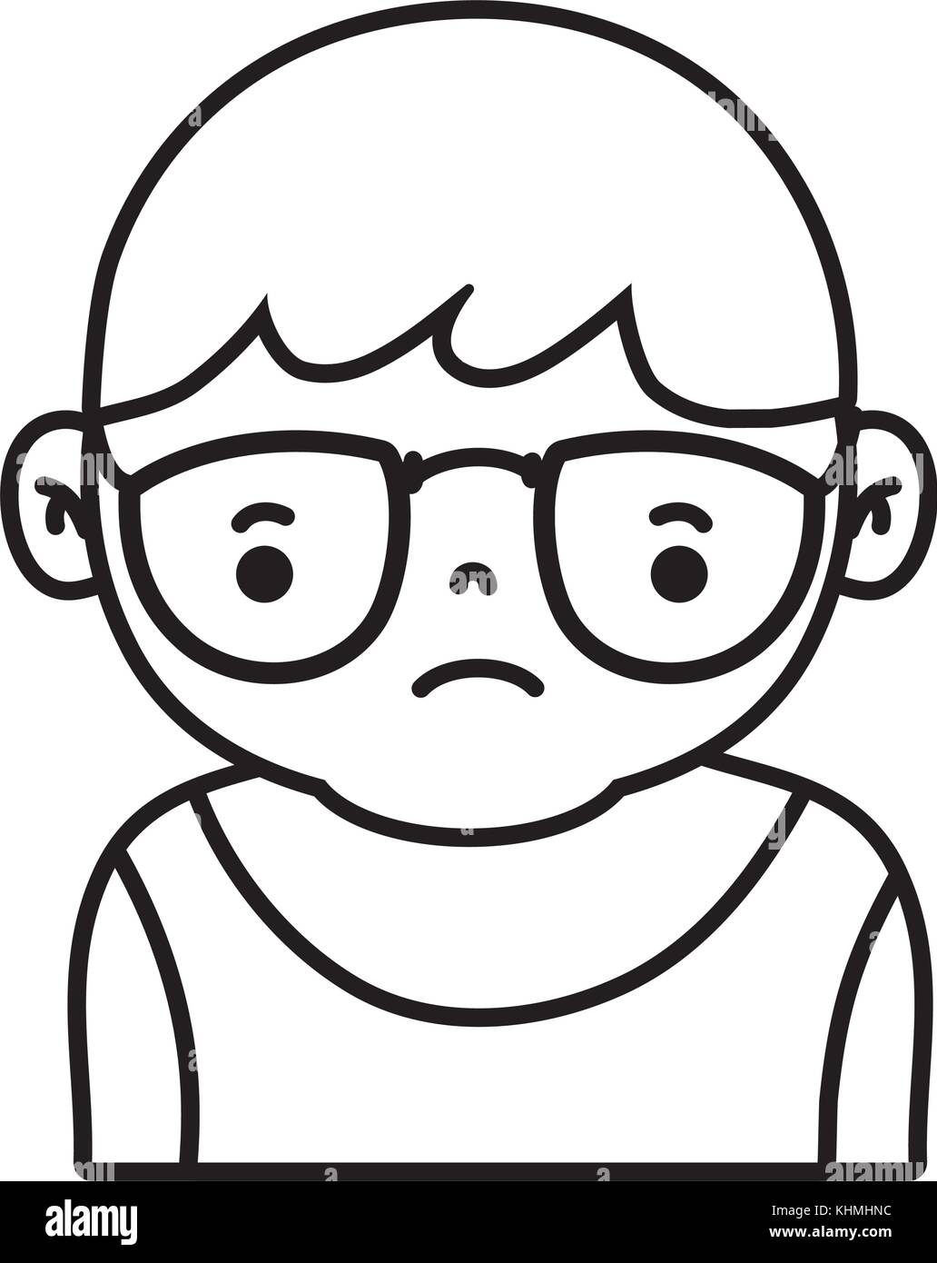 line avatar boy with t-shirt and hairstyle design vector illustration ...
