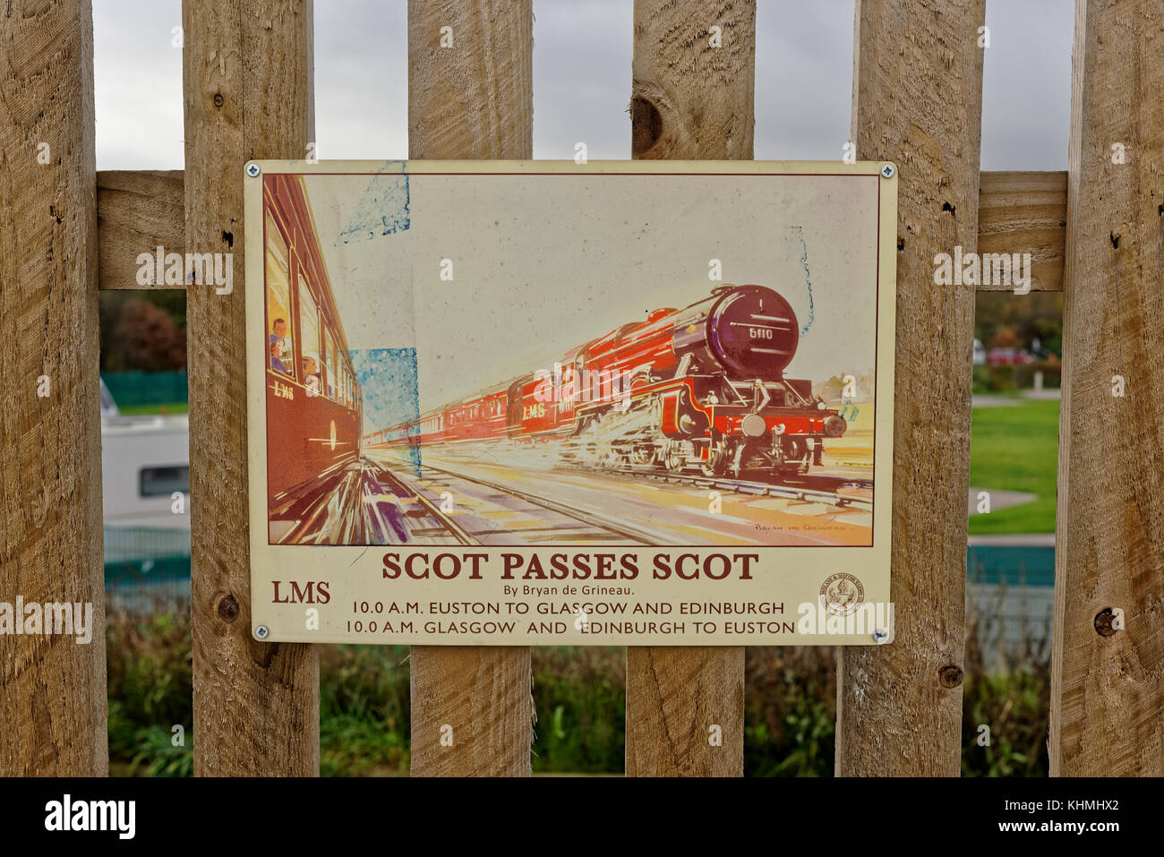 Vintage Metal sign advertising the flying scotsman train times mounted ...