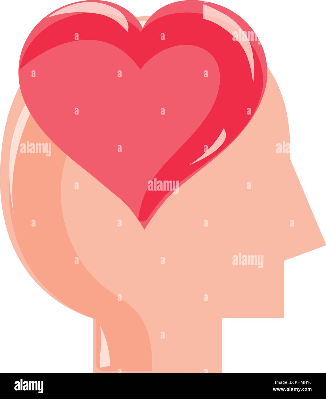 silhouette man with heart love design inside vector illustration Stock ...