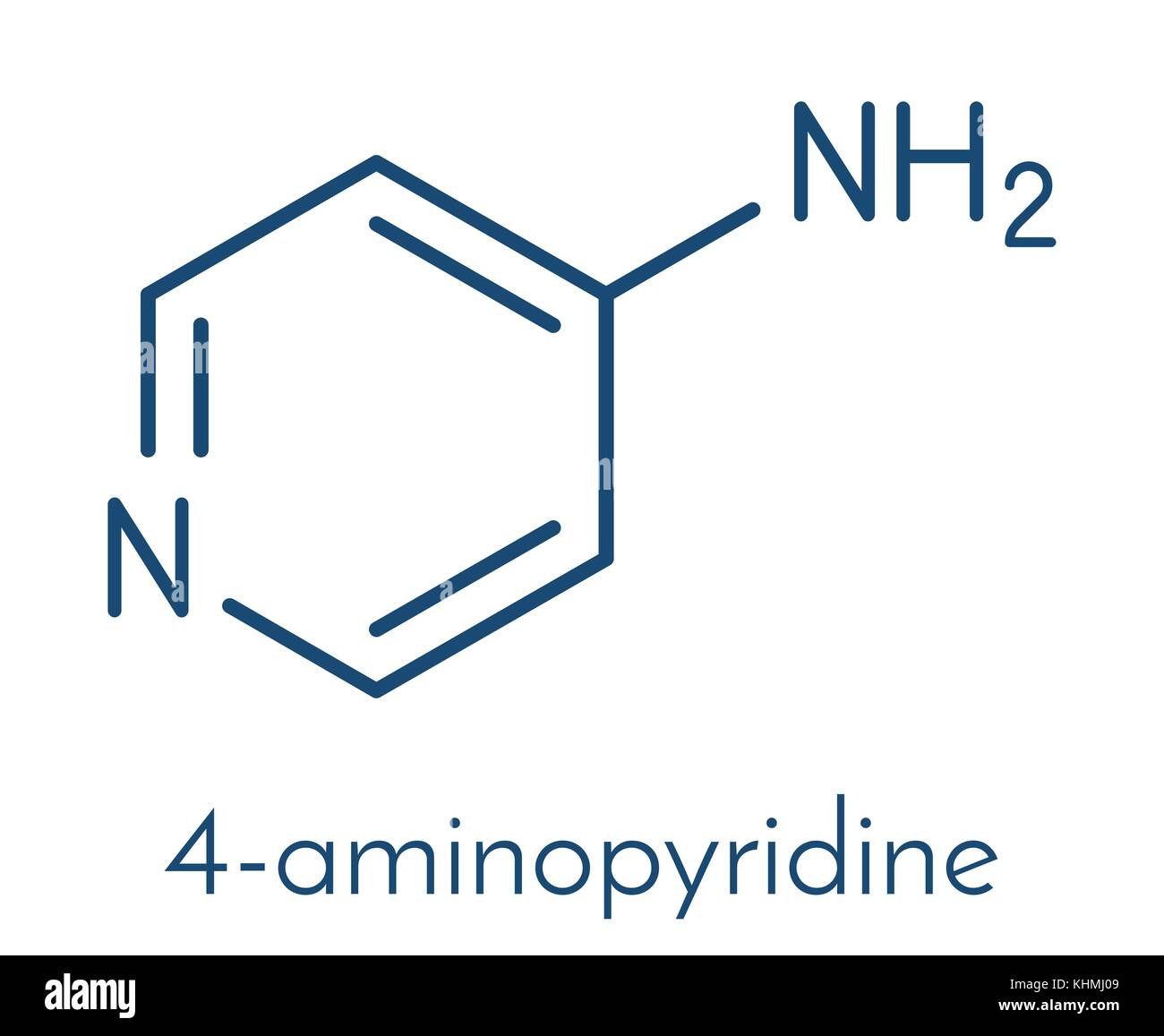 fampridine (4-aminopyridine, dalfampridine) multiple sclerosis drug molecule. Skeletal formula ...