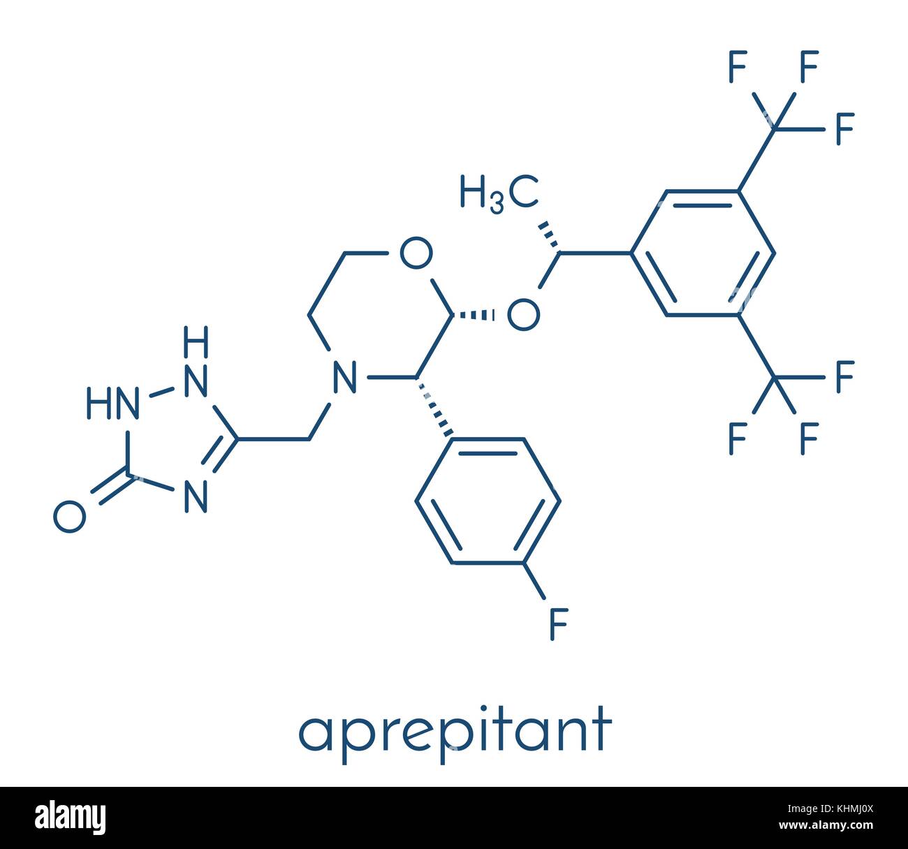Aprepitant antiemetic drug molecule. Skeletal formula Stock Vector ...