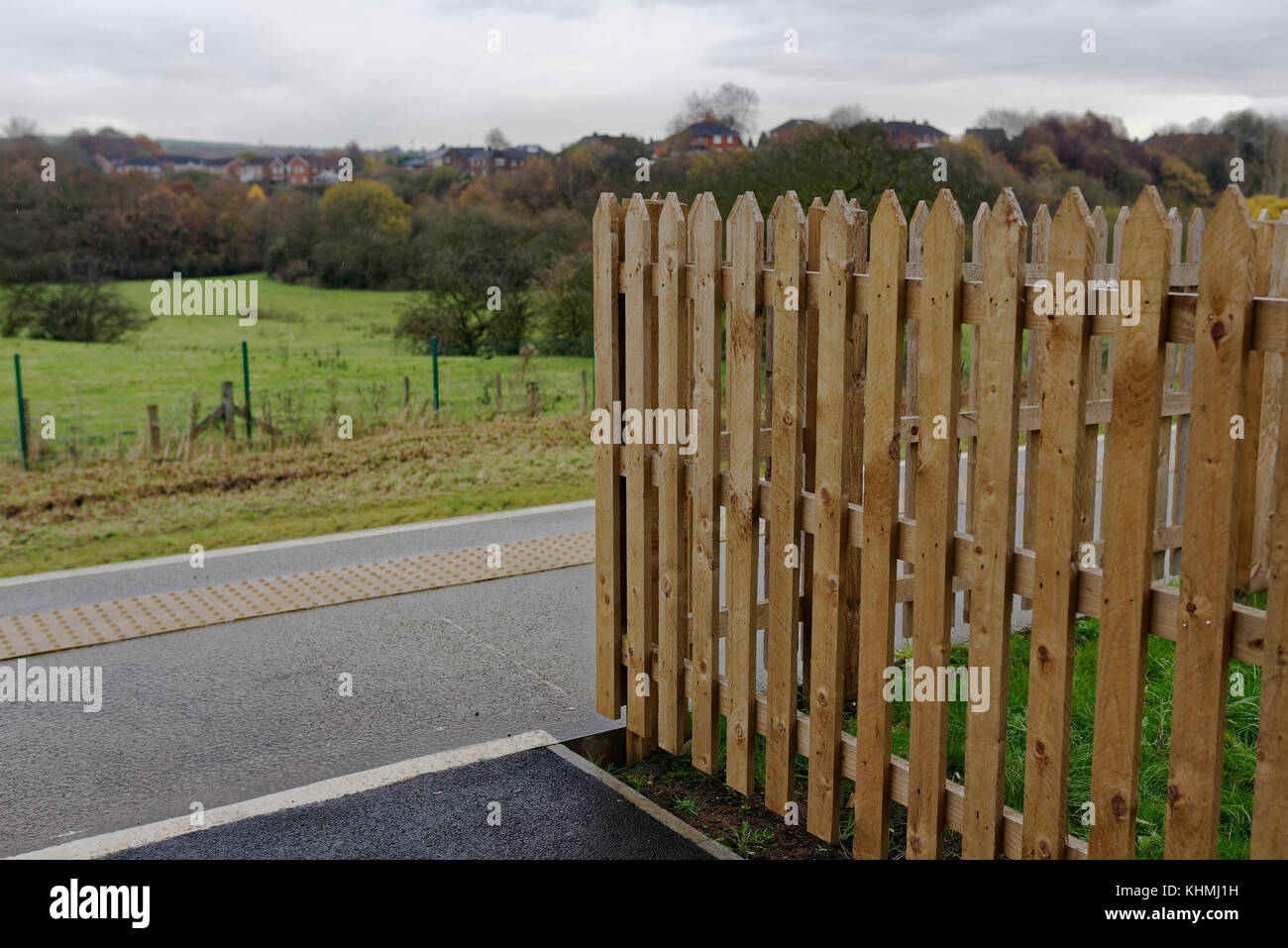 Burrs country park railway station platform and wooden fencing on the ...