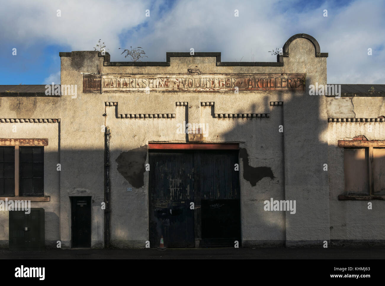 A disused drill hall with arts and crafts carved lettering in Glasgow ...