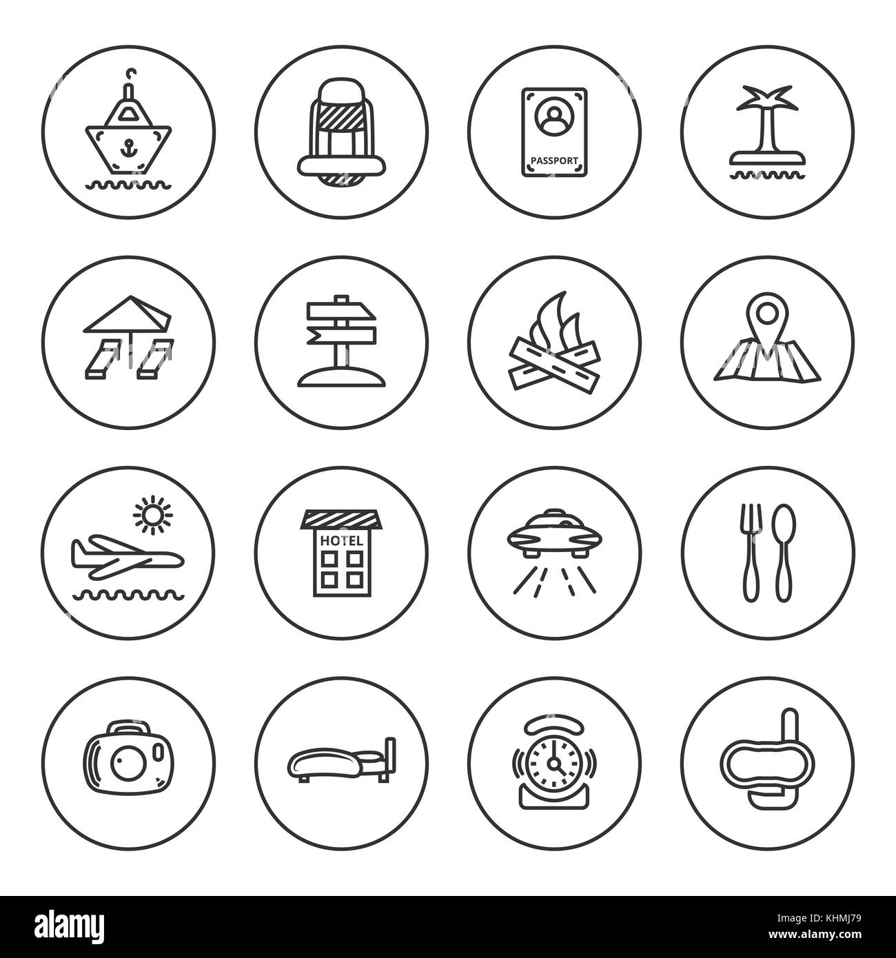 Outline Travel icon set Stock Vector Image & Art - Alamy