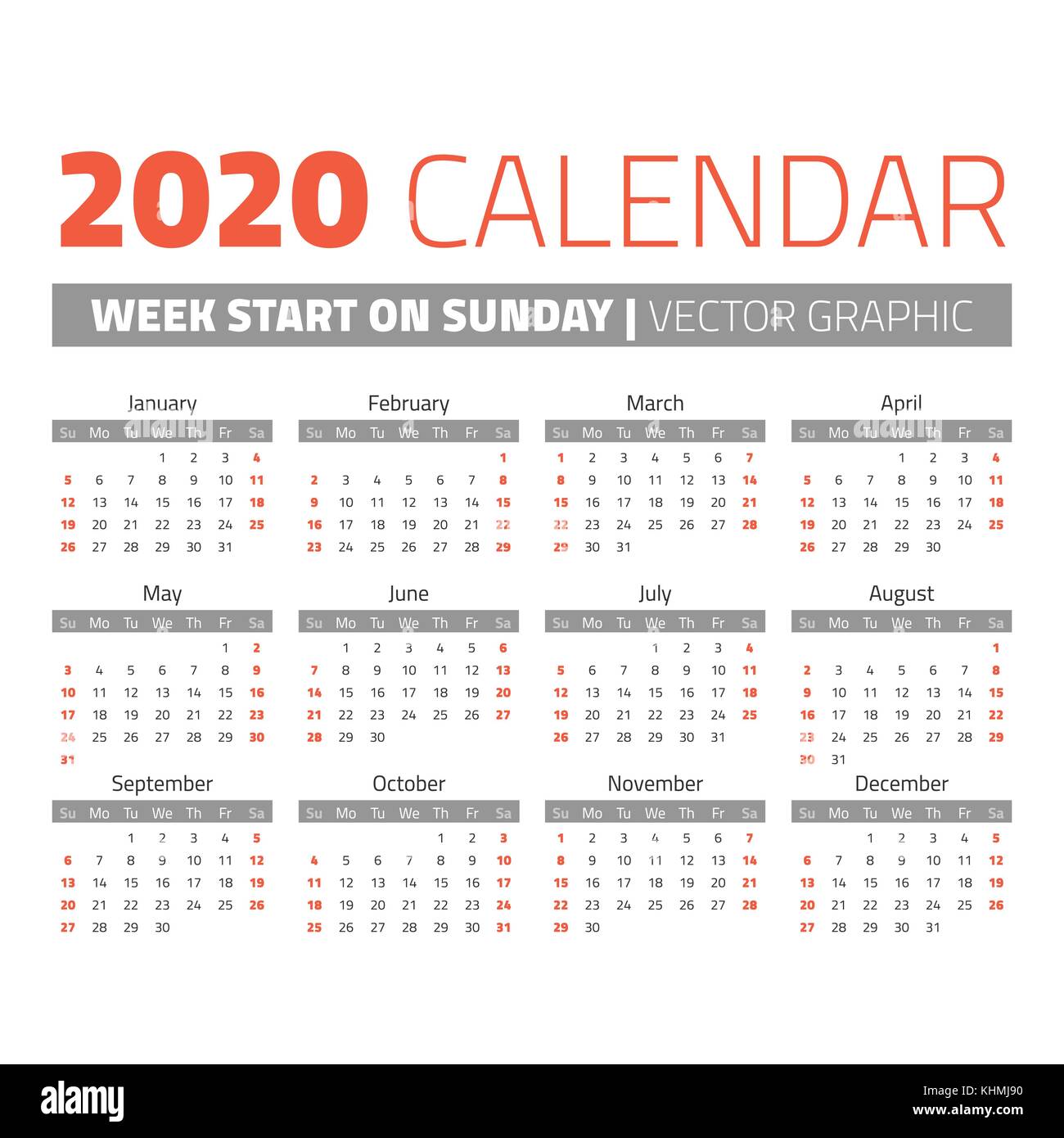 Simple 2020 year calendar Stock Vector Image & Art - Alamy Simple 2020 year calendar Stock Vector Image & Art - Alamy