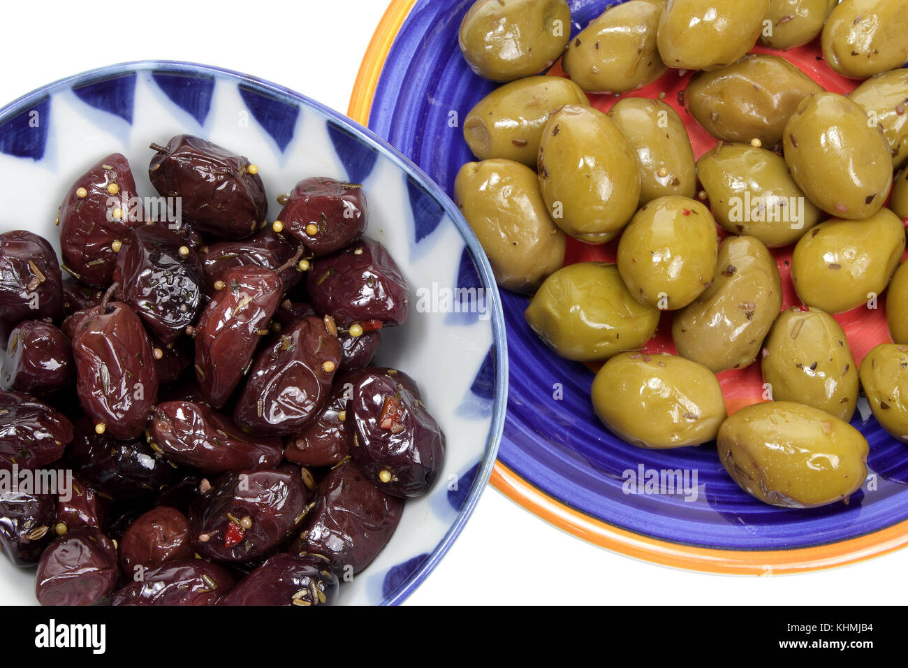 Close Up of Olives on Plates Stock Photo - Alamy