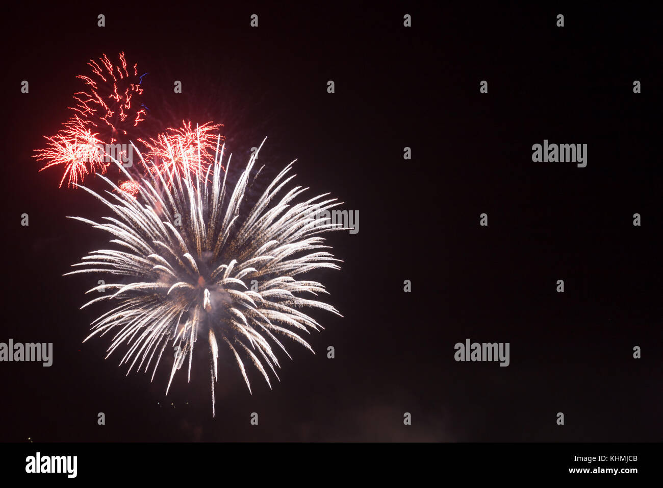Greek island celebration with fireworks in the night sky Stock Photo ...