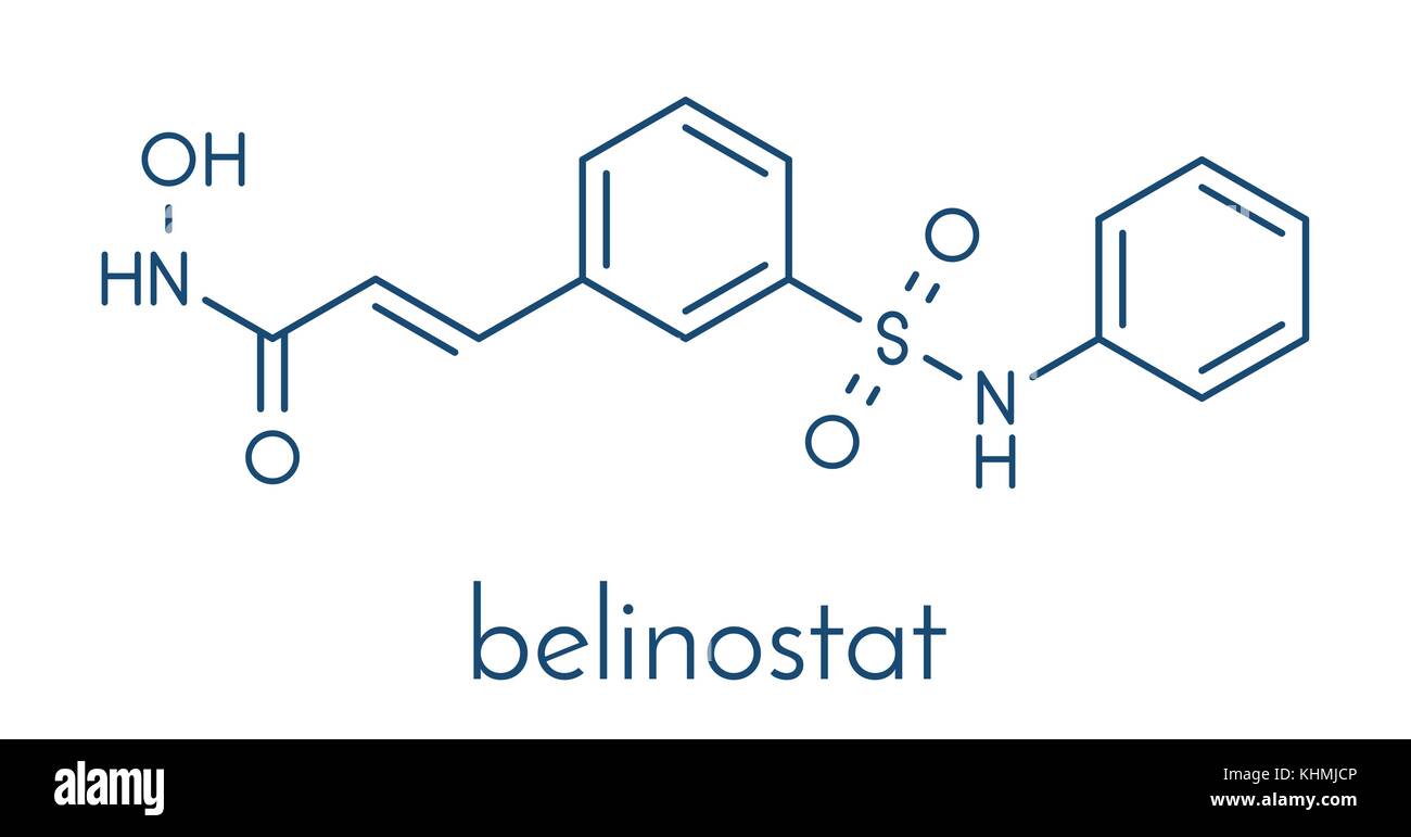 Belinostat cancer drug molecule. Histone deacetylase (HDAC) inhibitor ...