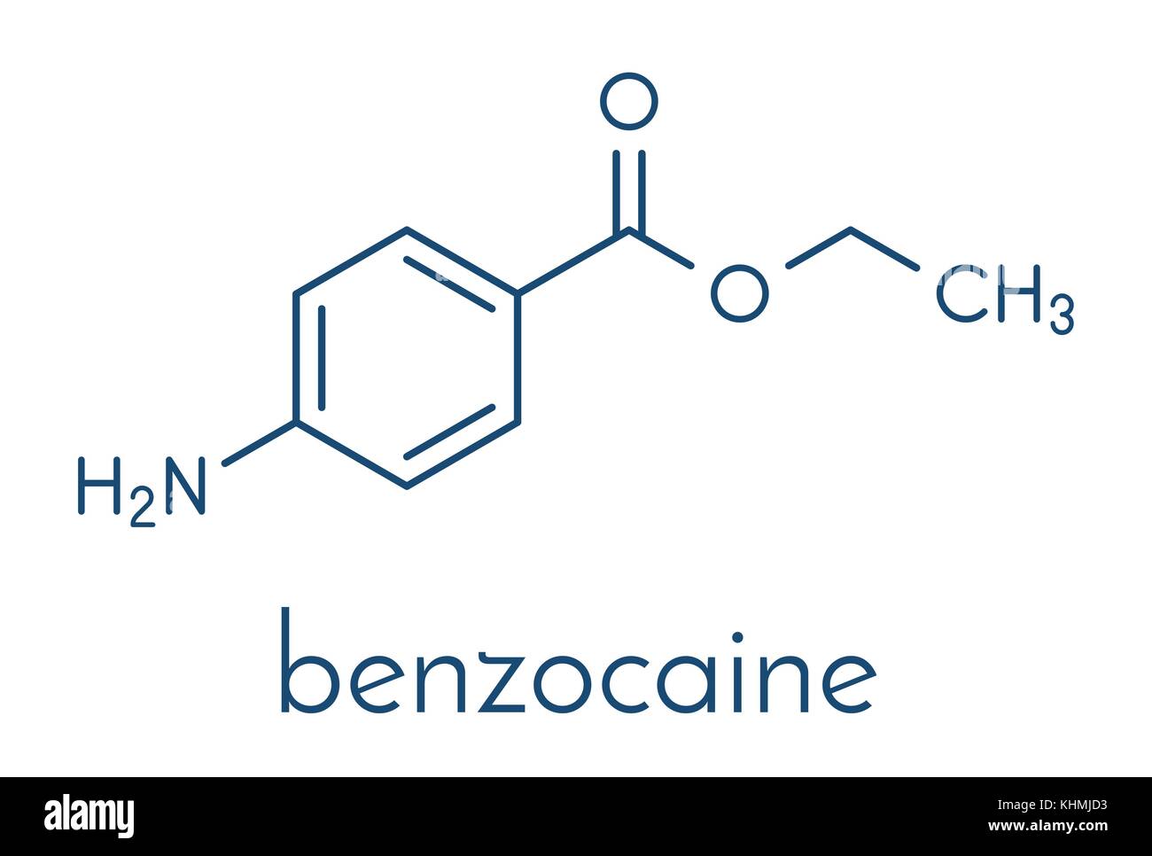 Benzocaine local anesthetic drug molecule. Skeletal formula Stock ...
