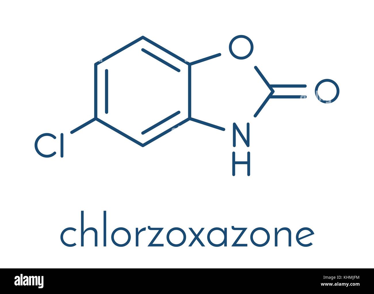 Chlorzoxazone muscle relaxant drug molecule. Skeletal formula Stock ...
