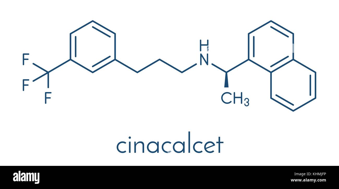 Cinacalcet hyperparathyroidism drug molecule. Skeletal formula Stock ...