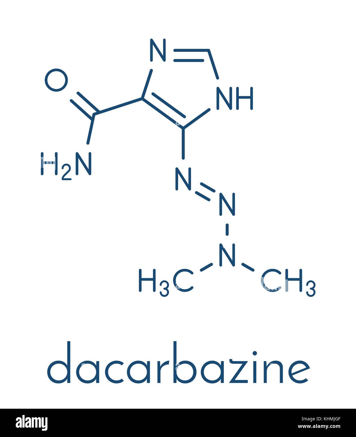 Dacarbazine cancer chemotherapy drug molecule. Skeletal formula Stock ...