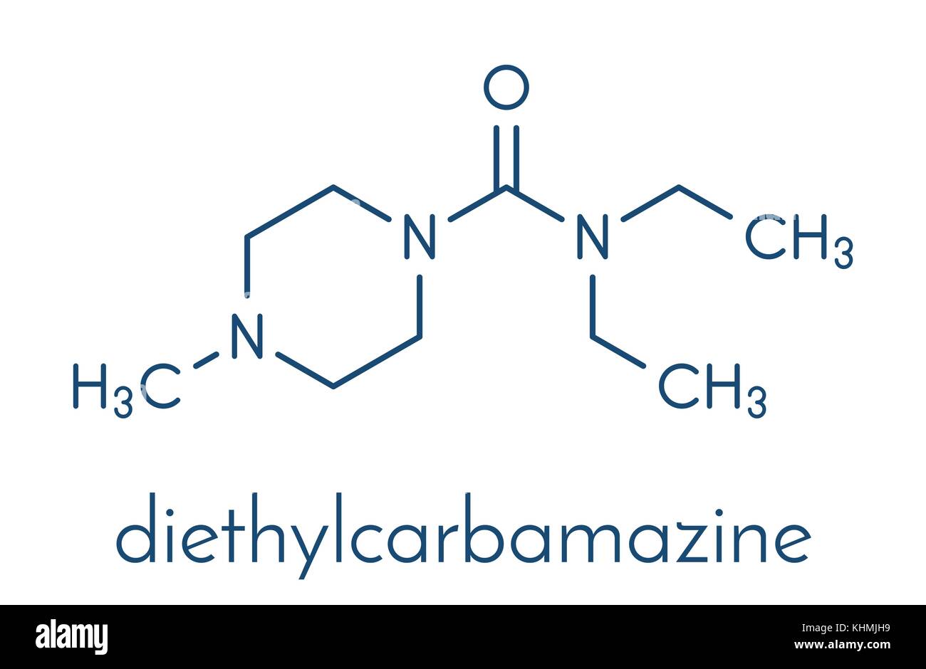 Diethylcarbamazine anthelmintic drug molecule. Skeletal formula Stock ...