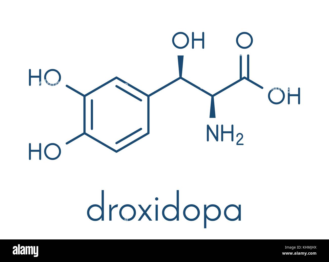 Droxidopa (L-DOPS) hypotension (low blood pressure) drug molecule ...