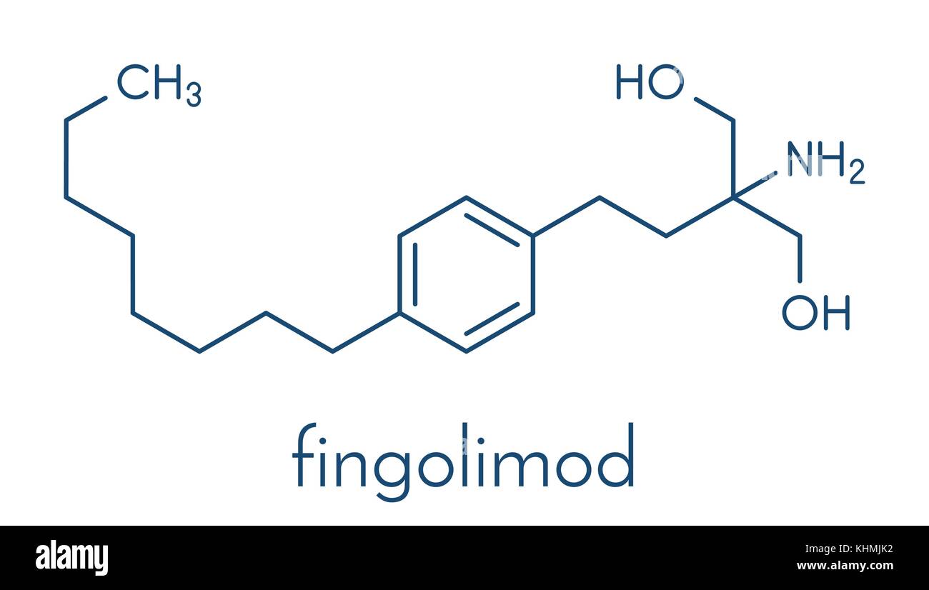 Fingolimod multiple sclerosis (MS) drug molecule. Skeletal formula ...