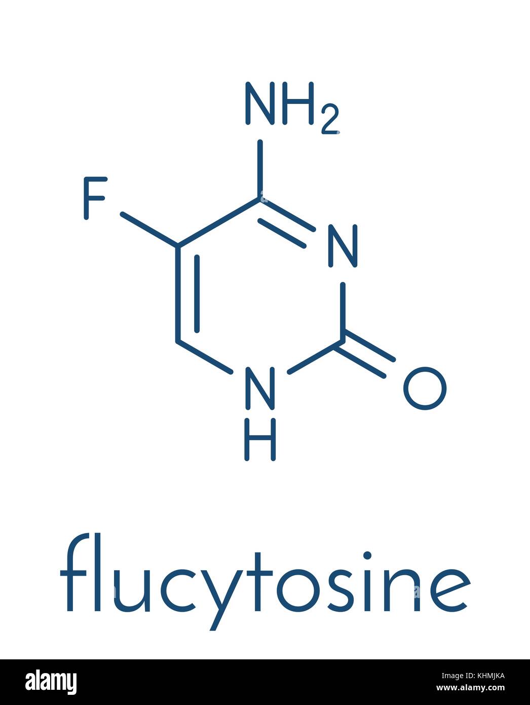 Flucytosine (5-fluorocytosine) antimycotic drug molecule. Skeletal ...