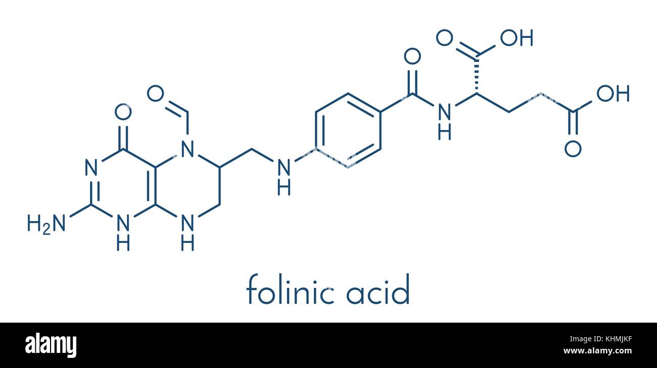 Folinic acid (leucovorin) drug molecule. Used as adjuvant during cancer ...