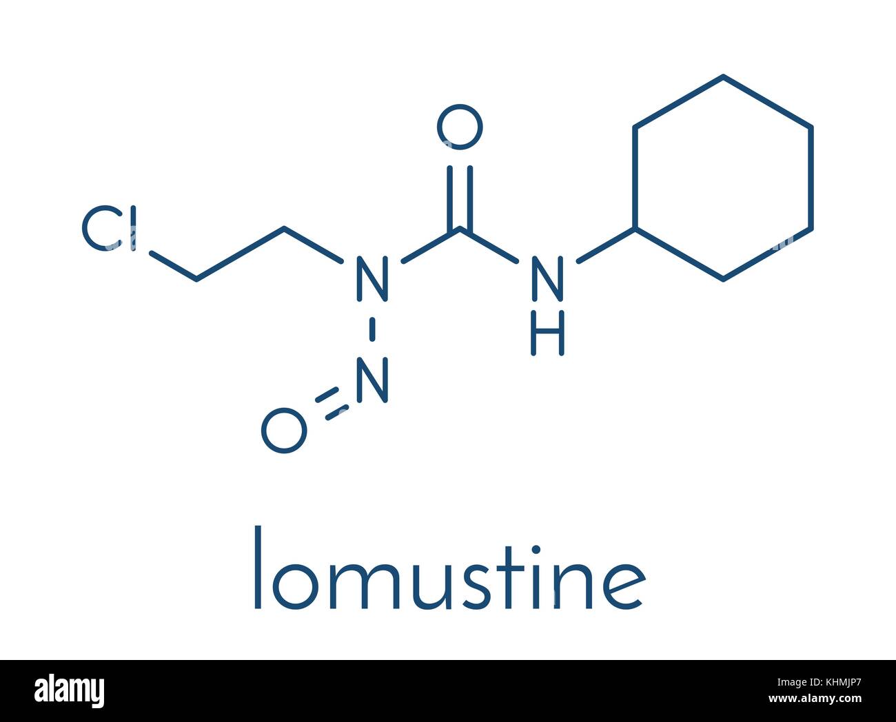 Lomustine brain cancer chemotherapy drug molecule. Skeletal formula ...