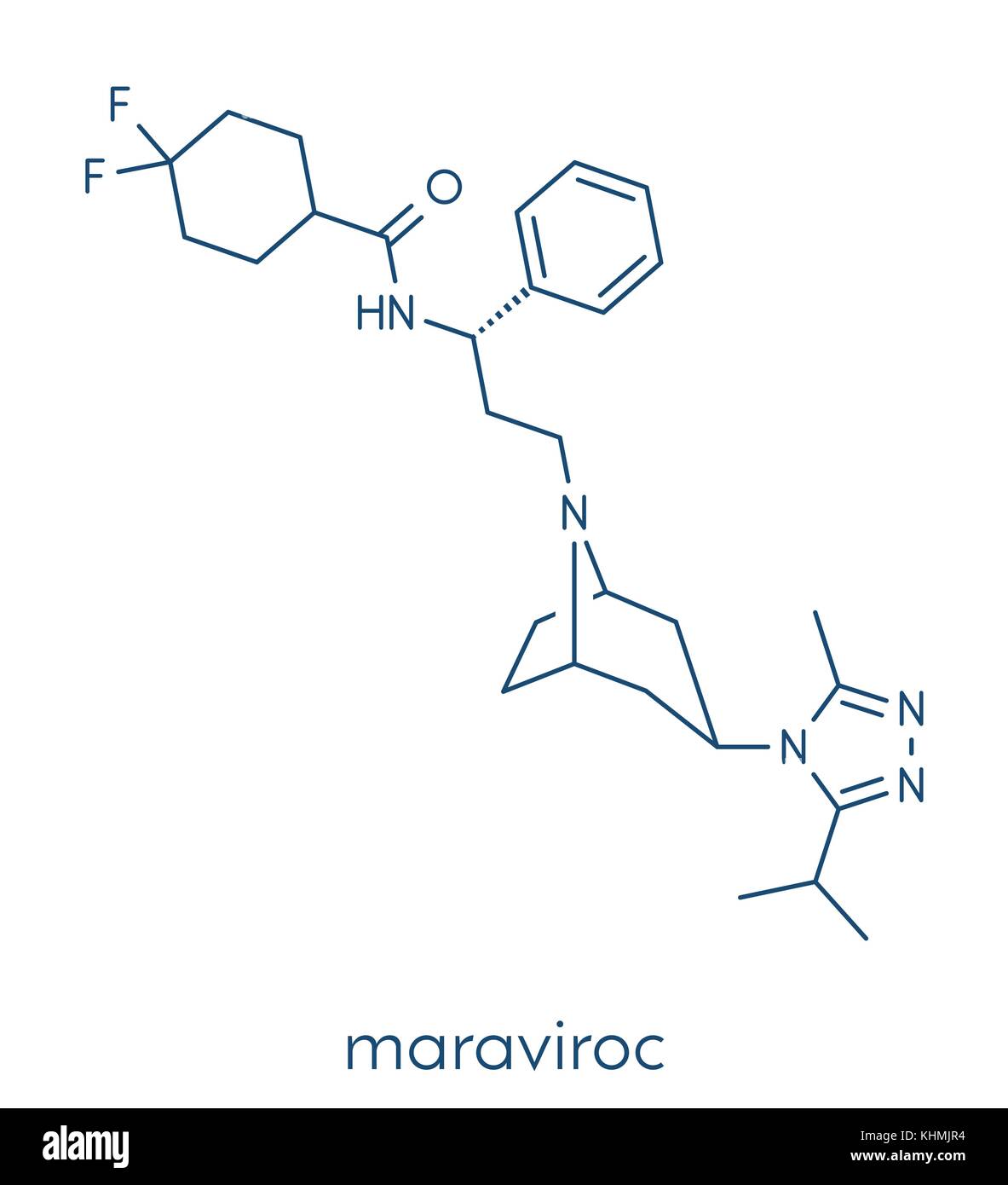 Maraviroc HIV drug molecule (entry inhibitor class). Skeletal formula ...
