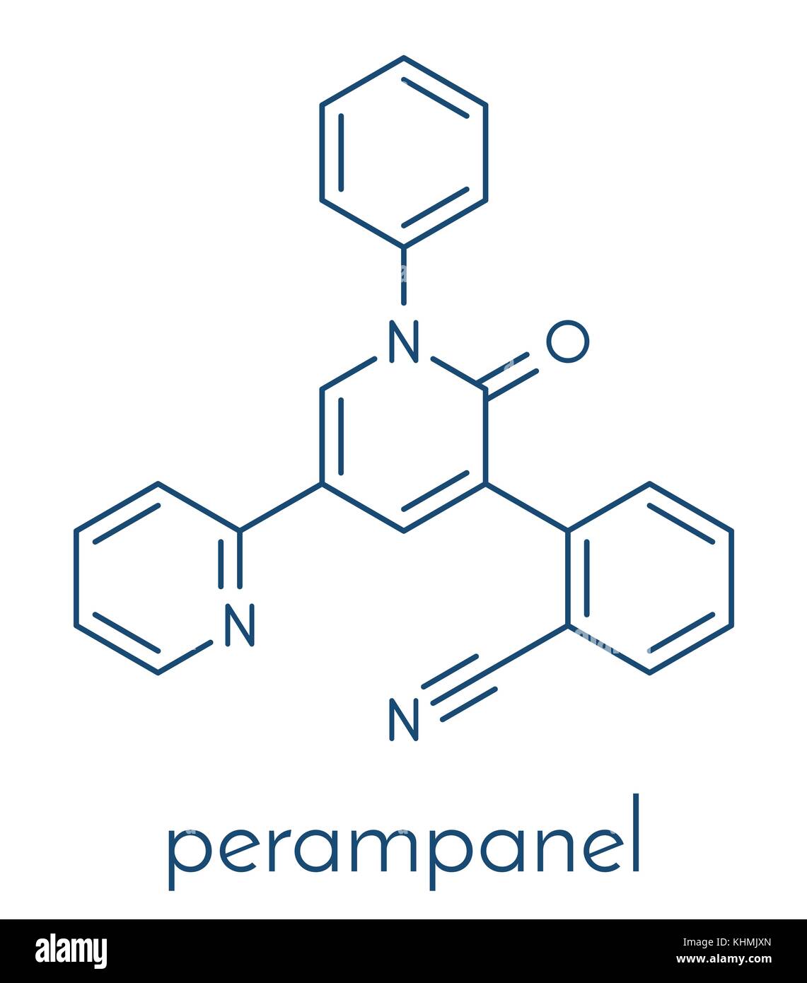 Perampanel epilepsy drug molecule. Used in treatment of seizures ...