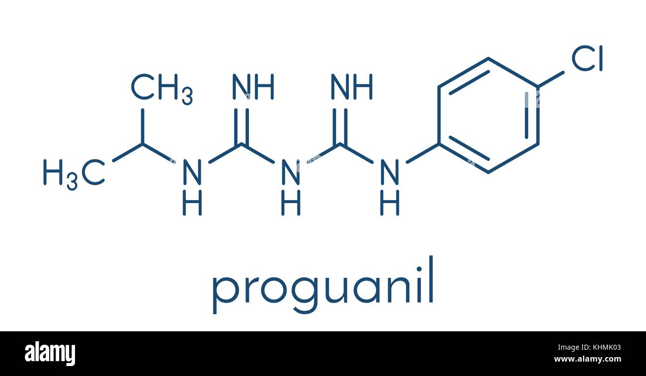 Proguanil prophylactic malaria drug molecule. Skeletal formula Stock ...