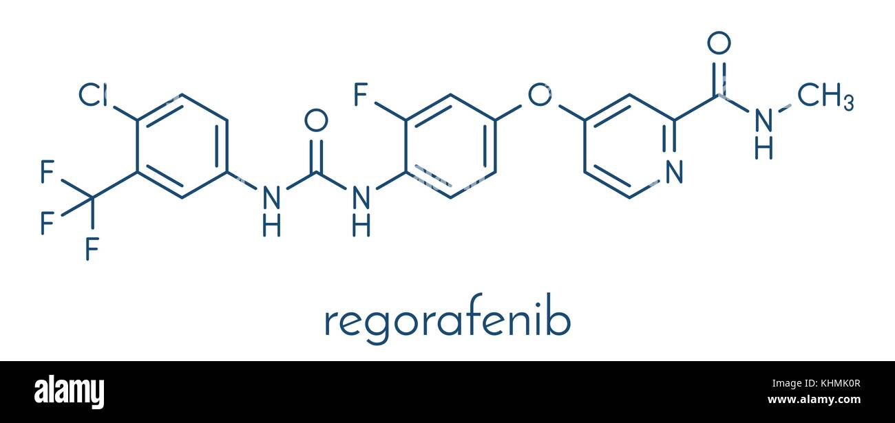 Regorafenib cancer drug molecule. Skeletal formula Stock Vector Image ...