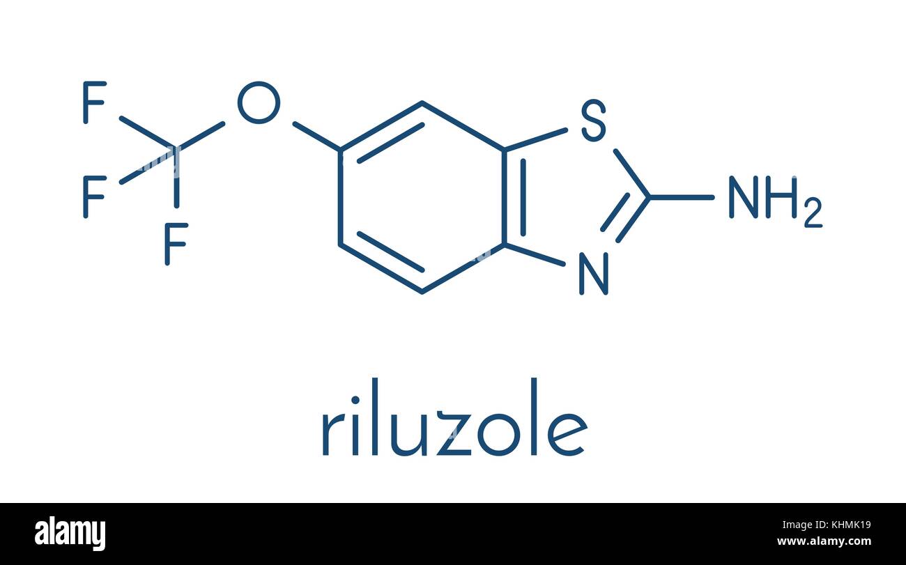 Riluzole amyotrophic lateral sclerosis (ALS) drug molecule. Skeletal formula Stock Vector Image ...