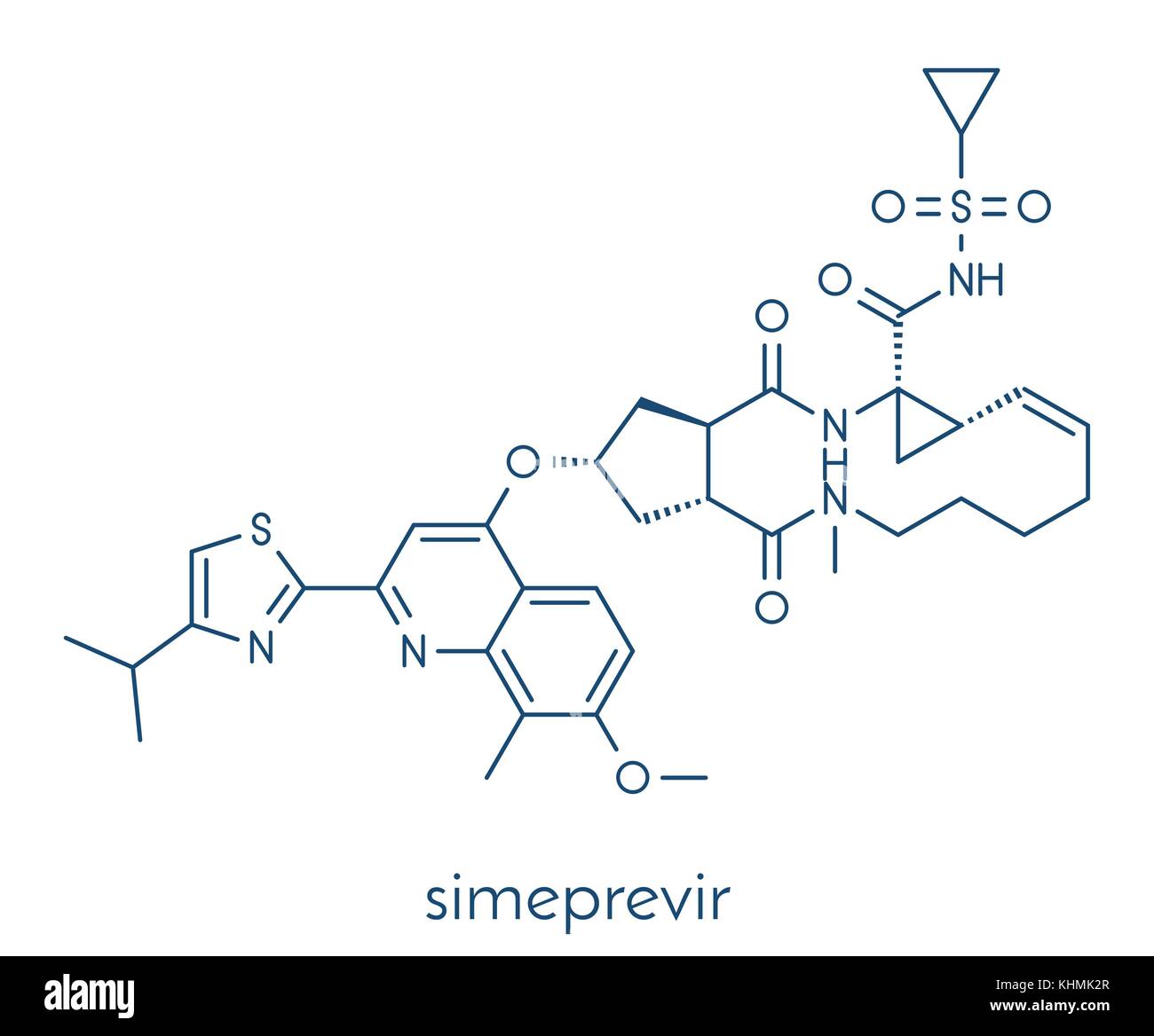 Simeprevir hepatitis C virus (HCV) drug molecule. Skeletal formula ...