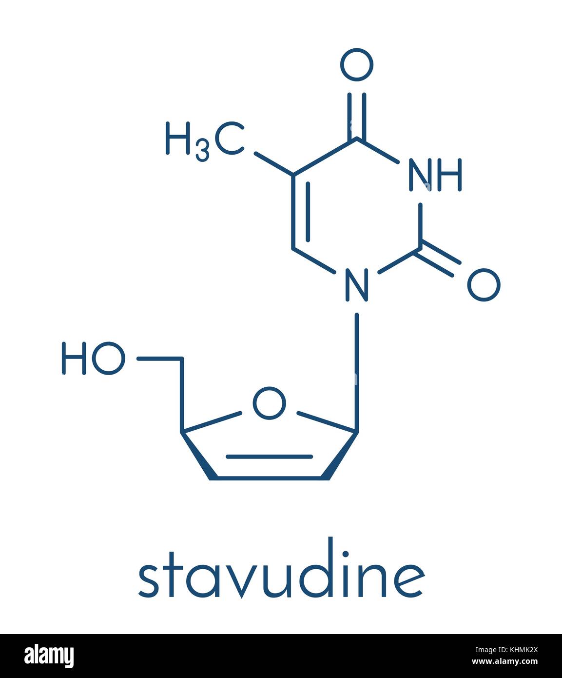 Stavudine (d4T) HIV drug molecule. Thymidine analog that blocks reverse ...