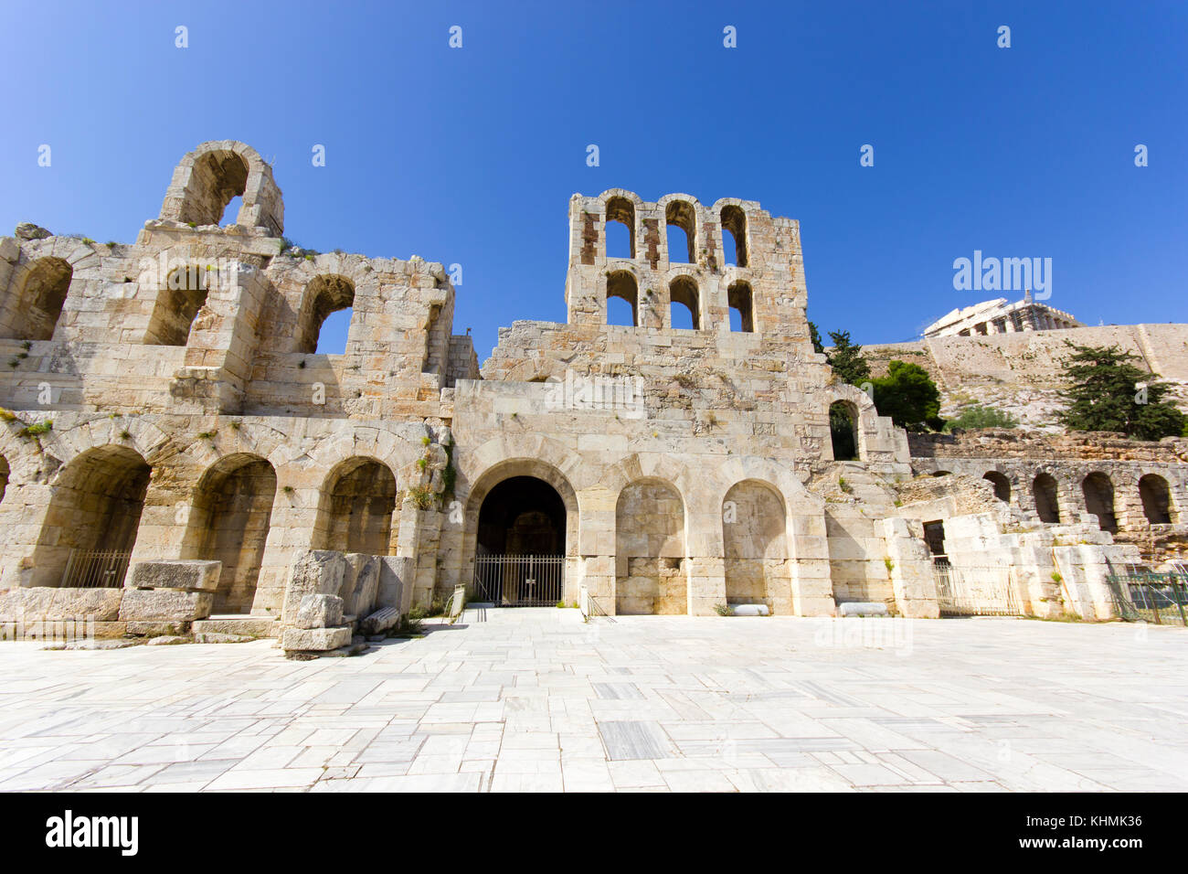 monuments of ancient theatre in the center of Athens city in Greece ...