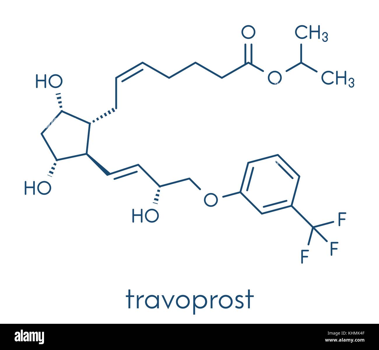 Travoprost eye disease drug molecule. Used in treatment of glaucoma and ...
