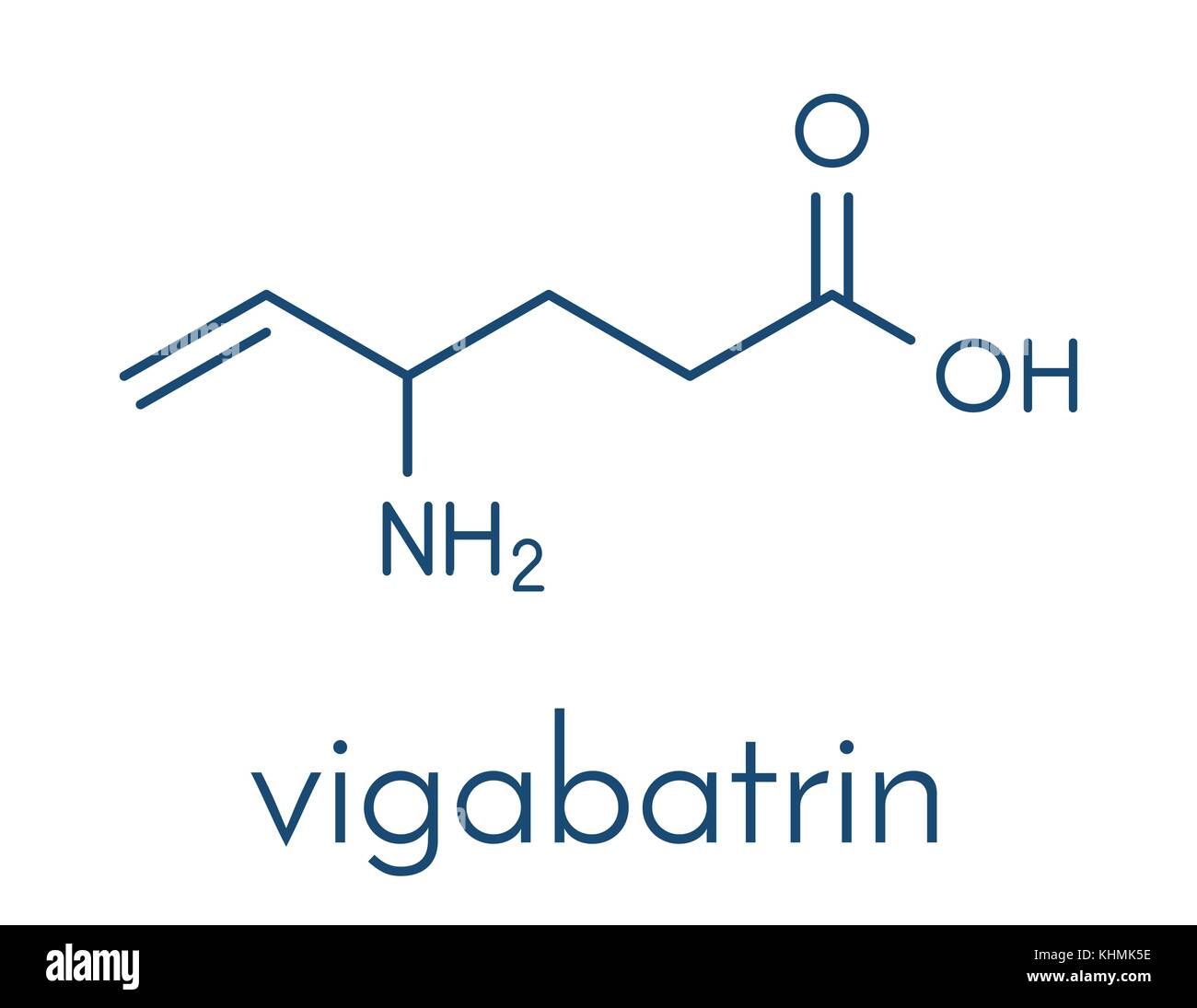 Vigabatrin epilepsy (seizures) drug molecule. Suicide inhibitor of the ...