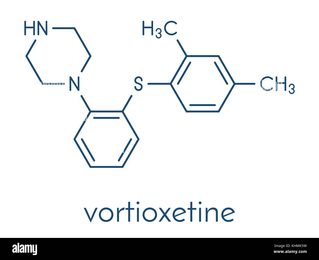 Vortioxetine antidepressant drug molecule. Skeletal formula Stock Vector Image & Art - Alamy