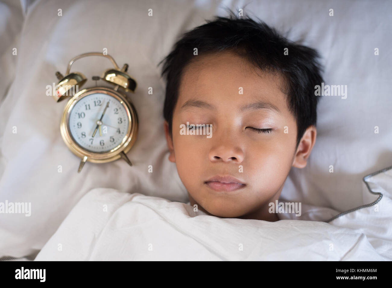 Boy Alarm Clock Happy Bed High Resolution Stock Photography and Images ...